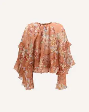 Zimmermann Floral Print Ruffled Blouse