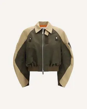 Sacai Cotton And Nylon Bomber Jacket - Green