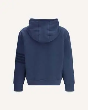 Thom Browne Cotton Hoodie With Signature Stripes - Blue