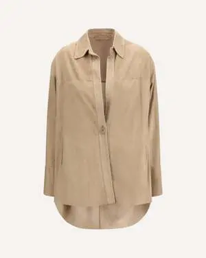 SALVATORE SANTORO Suede Oversized Shirt - Beige