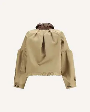 Sacai Cotton Jacket With Leather Accents - Beige