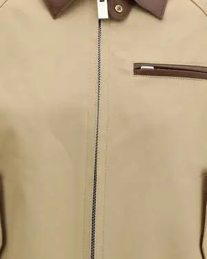 Sacai Cotton Jacket With Leather Accents - Beige