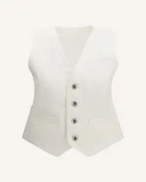 Sacai Denim Vest With Chiffon Back - White
