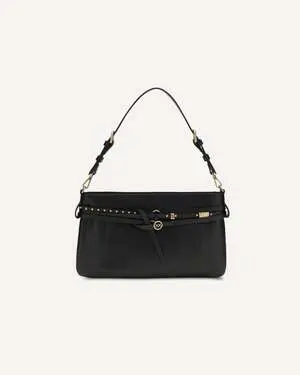 Pinko Leather Shoulder Bag With Gold Tone Embellishments