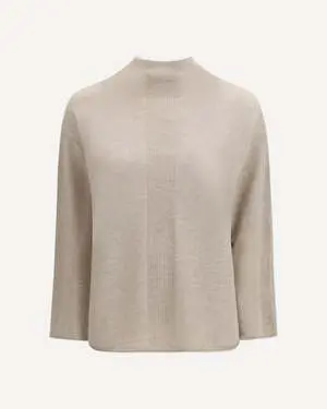 Max Mara Cashmere Turtleneck Sweater With Ribbed Details - Beige