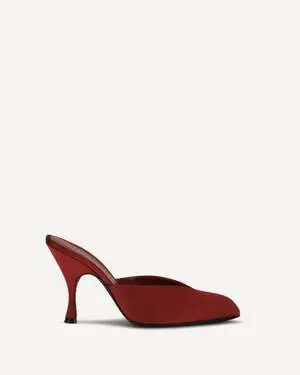 HERBERT LEVINE Suede Embellished Geometric Heel Mules - Red