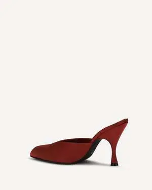 HERBERT LEVINE Suede Embellished Geometric Heel Mules - Red
