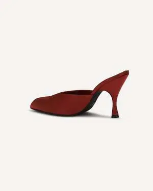 HERBERT LEVINE Suede Embellished Geometric Heel Mules - Red