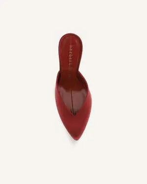 HERBERT LEVINE Suede Embellished Geometric Heel Mules - Red