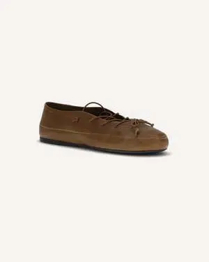 Miu Miu Leather Ballerinas With Bow Detailing - Brown