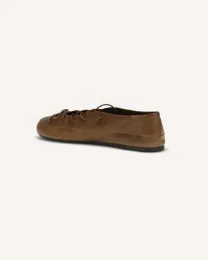 Miu Miu Leather Ballerinas With Bow Detailing - Brown