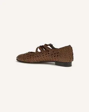 CAREL Woven Leather Mary Jane Ballerinas With Buckle Closure