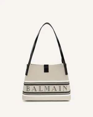Balmain Balmain Canvas Shoulder Bag Cream