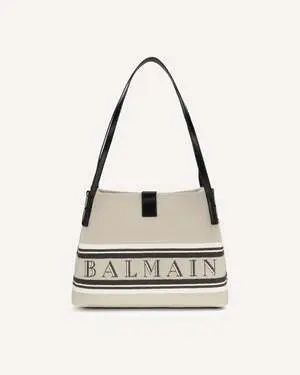 Balmain Canvas Shoulder Bag - Cream