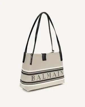 Balmain Canvas Shoulder Bag - Cream