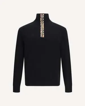 Burberry Wool Knit Pullover With Check Detailing