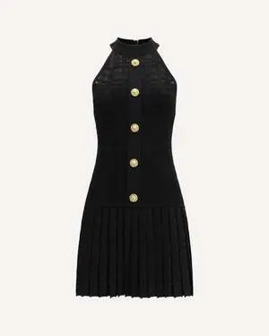 Balmain Pleated Mini Dress - Black