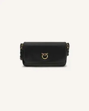Pinko Baguette Soft Shoulder Bag With Logo Detail - Black