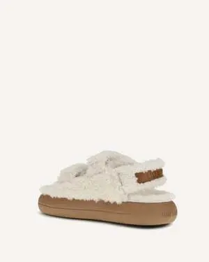 Moon Boot Shearling Fur-lined Slip-on Sandals - White