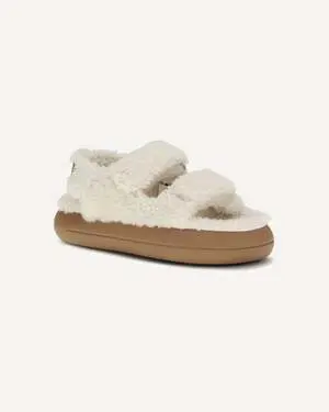 Moon Boot Shearling Fur-lined Slip-on Sandals - White