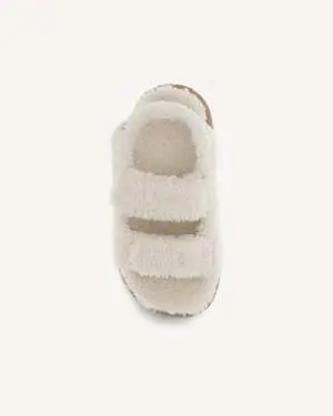 Moon Boot Shearling Fur-lined Slip-on Sandals - White