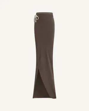 MONCLER + RICK OWENS Long Skirt With Drawstring And Slit - Brown