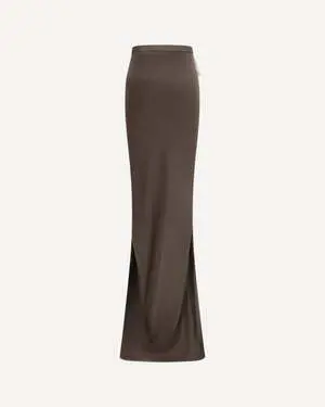 MONCLER + RICK OWENS Long Skirt With Drawstring And Slit - Brown