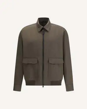 Brioni Wool Jacket With Shirt Collar And Zip-up Closure