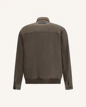 Brioni Wool Jacket With Shirt Collar And Zip-up Closure