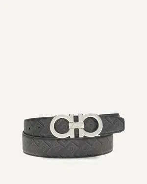 FERRAGAMO Reversible Gancini Belt - Black