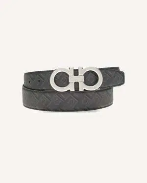FERRAGAMO Reversible Gancini Belt - Black