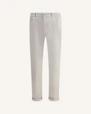 Brunello Cucinelli Cotton Jeans With Turn-up Hem - Beige