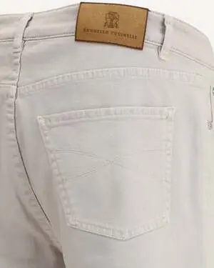 Brunello Cucinelli Cotton Jeans With Turn-up Hem - Beige