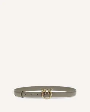 Pinko Love Berry Leather Belt With Love Birds Logo Buckle - Grey