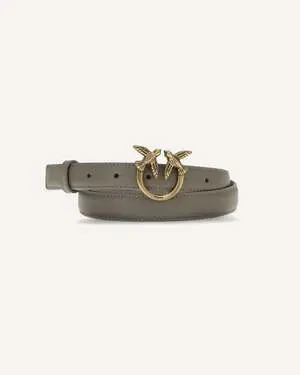 Pinko Love Berry Leather Belt With Love Birds Logo Buckle - Grey