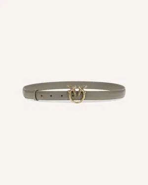 Pinko Love Berry Leather Belt With Love Birds Logo Buckle - Grey