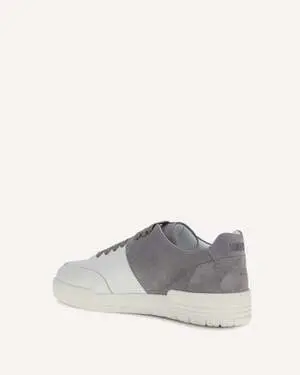 Moschino Paneled Leather And Suede Sneakers