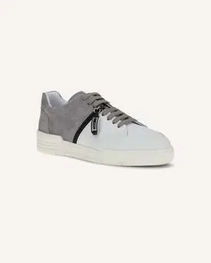 Moschino Paneled Leather And Suede Sneakers