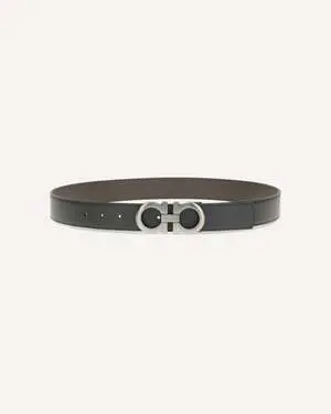 FERRAGAMO Gancini Logo Leather Belt - Black