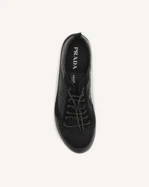 Prada Leather And Fabric Sneakers - Black