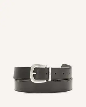 Valentino Garavani Reversible Leather Belt With V Logo Buckle - Black