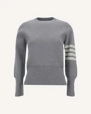 Thom Browne Virgin Wool Sweater With Signature Stripes - Grey