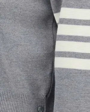 Thom Browne Virgin Wool Sweater With Signature Stripes - Grey