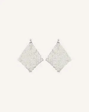 Rabanne Pixel Chainmail Earrings - Silver