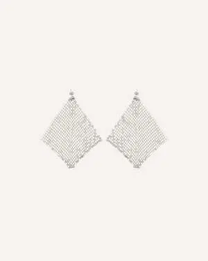 Rabanne Pixel Chainmail Earrings - Silver