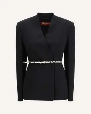 Max Mara Double-breasted Cady Jacket With Belt - Black