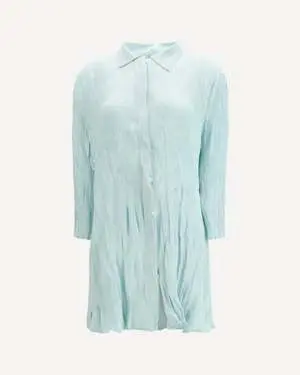 GONGDID DESIGN Wavy Pleated Shirt Dress
