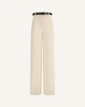 Max Mara Wide Leg Belted Pants - Cream