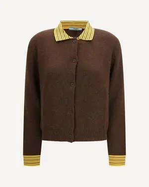Prada Sweater With Striped Collar And Cuffs