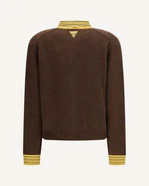 Prada Sweater With Striped Collar And Cuffs
